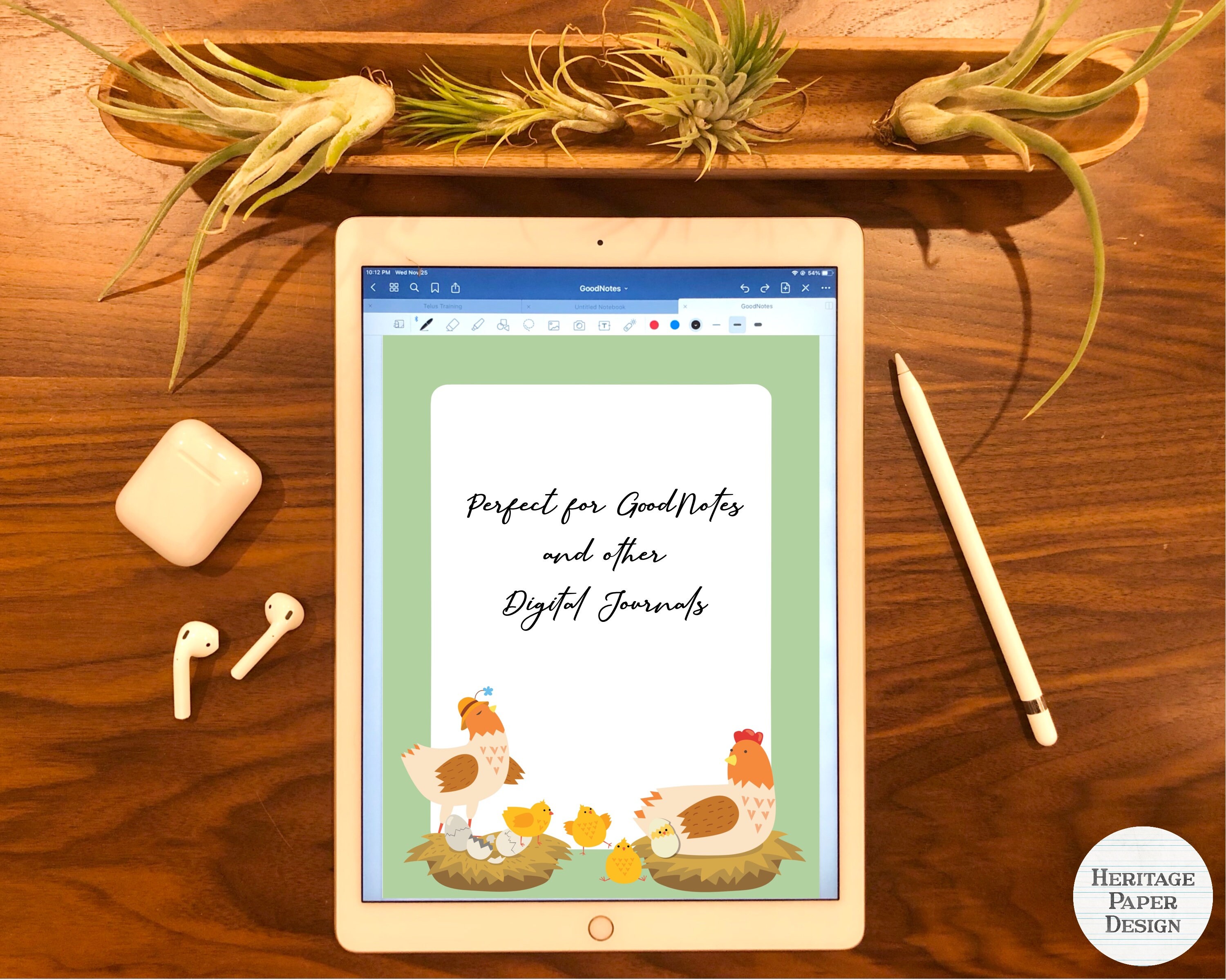 Chicks and Hens Printable Stationery / Digital Note Paper / Instant ...