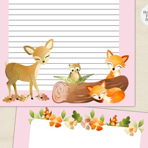 Cute Woodland Critters Printable Stationery / Digital Note Paper ...