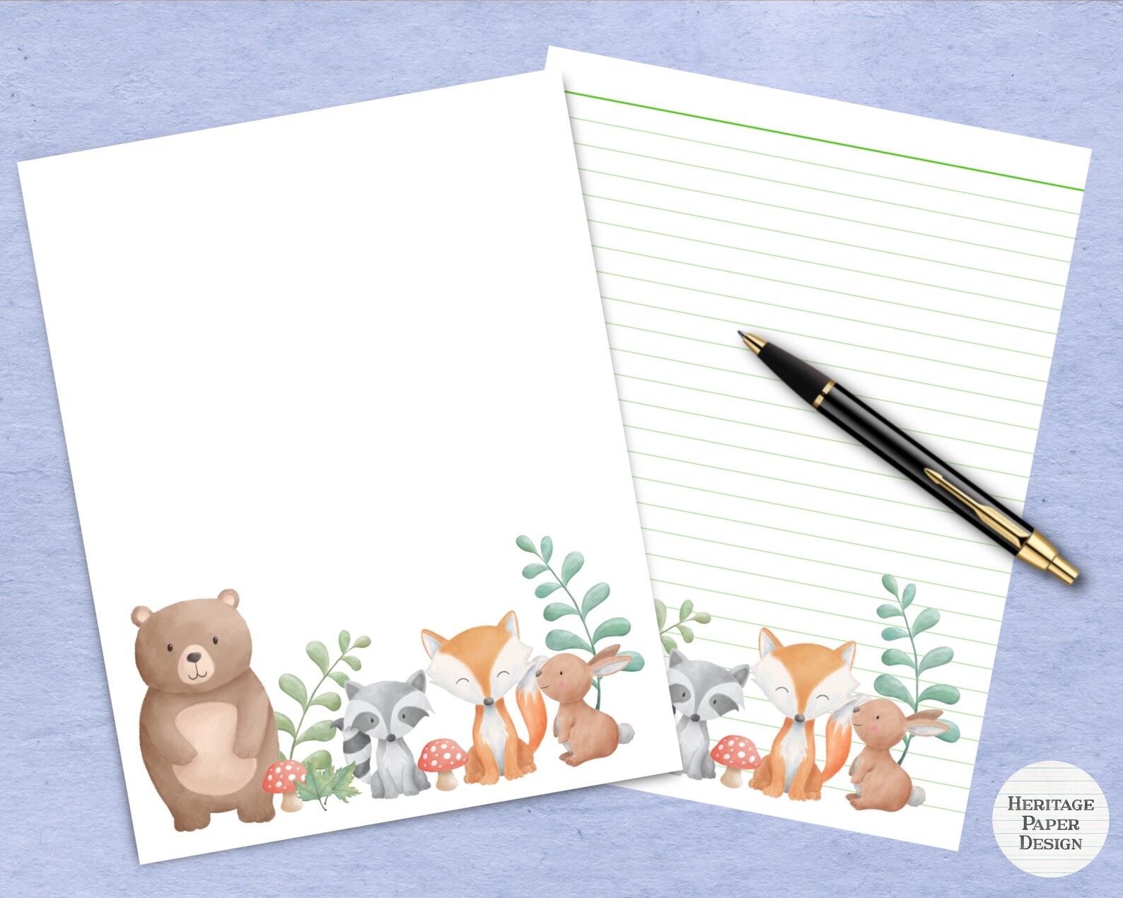 Cute Woodland Animals Printable Stationery / Digital Note - Etsy