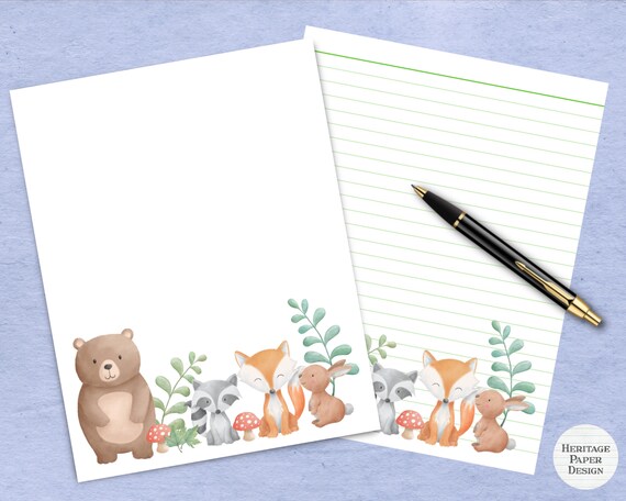 Visual Arts Paper Writing Paper Letter Writing A4 Bear love Instant Digital Download US ...