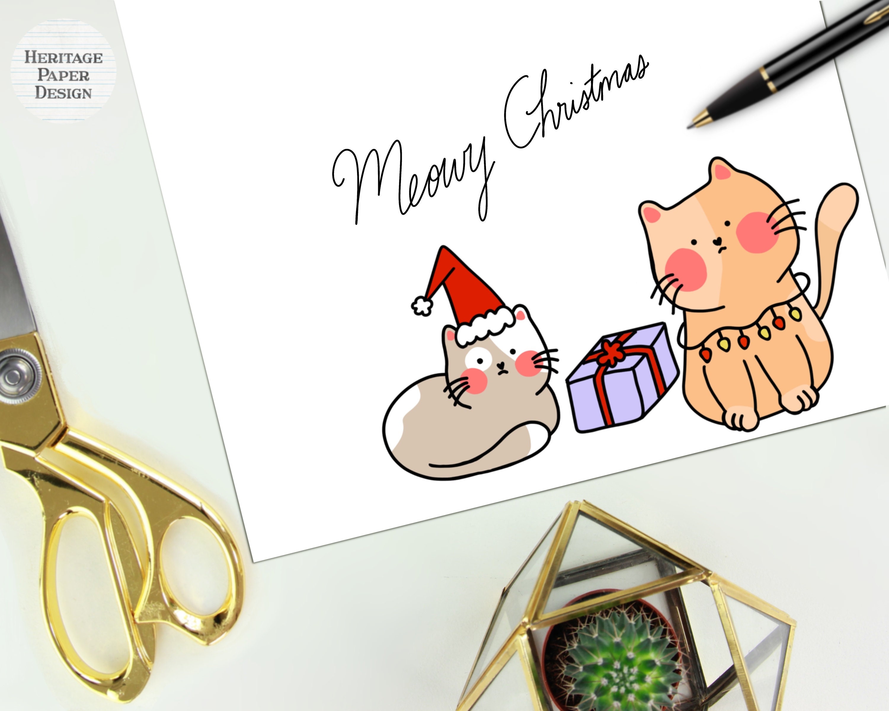 Christmas Cats Printable Stationery | Print at Home | Perfect for ...