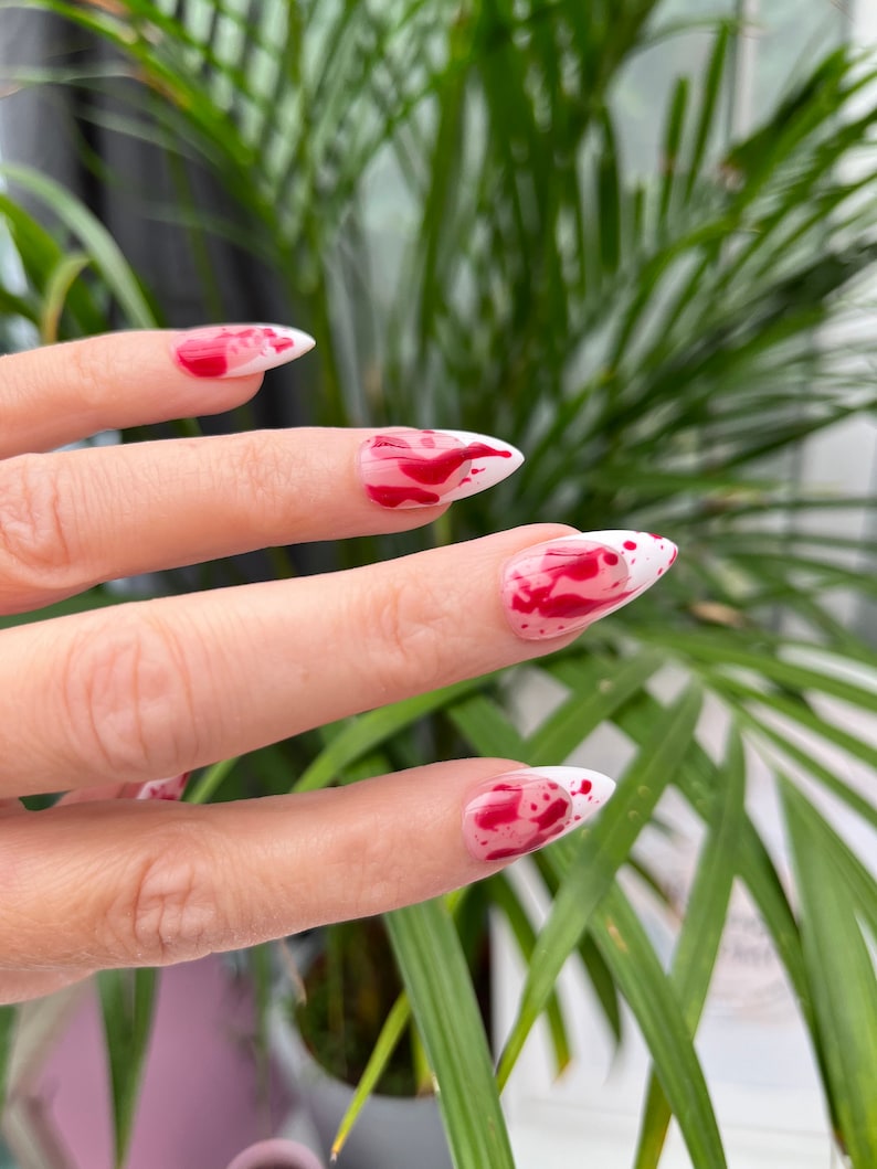 Blood Splattered French Manicure Press on Nails | Gothic Press on Nails ...