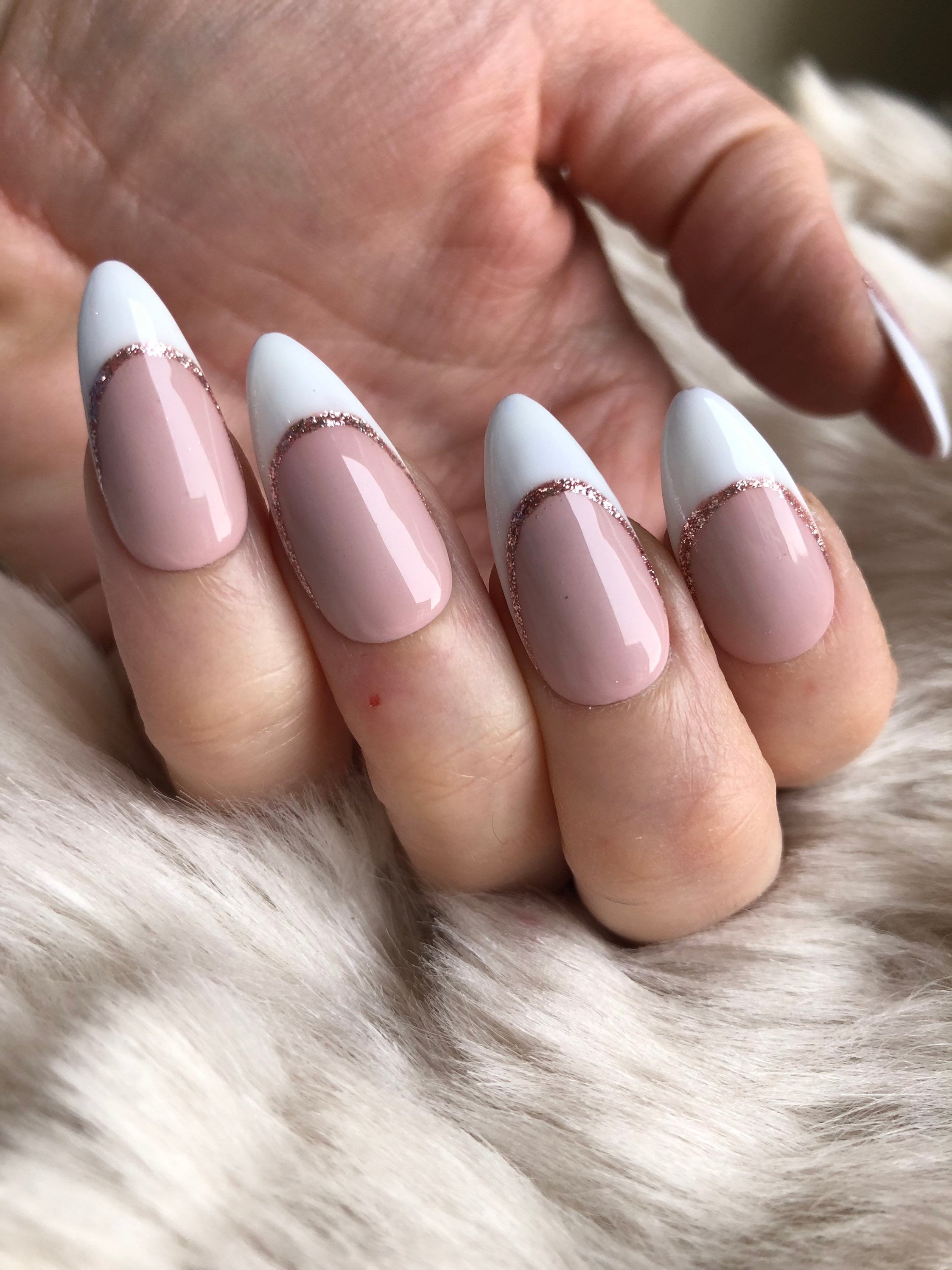 Nude and Rose Gold French Manicure Fake Nails False Nails - Etsy UK