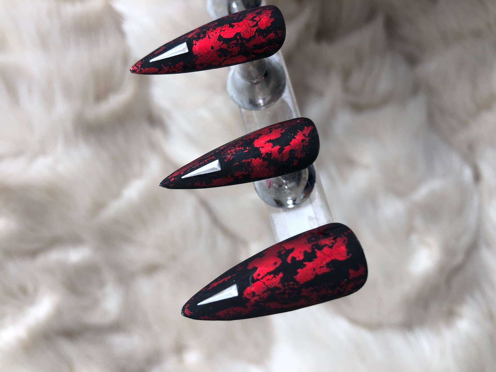 Matte Black and Red Gothic Press on Nails | Gothic Nails | Stick on ...