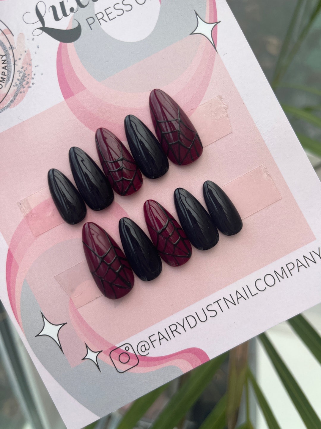Black and Red Spider Web Press on Nails | Glue on Nails | Fake Nails ...