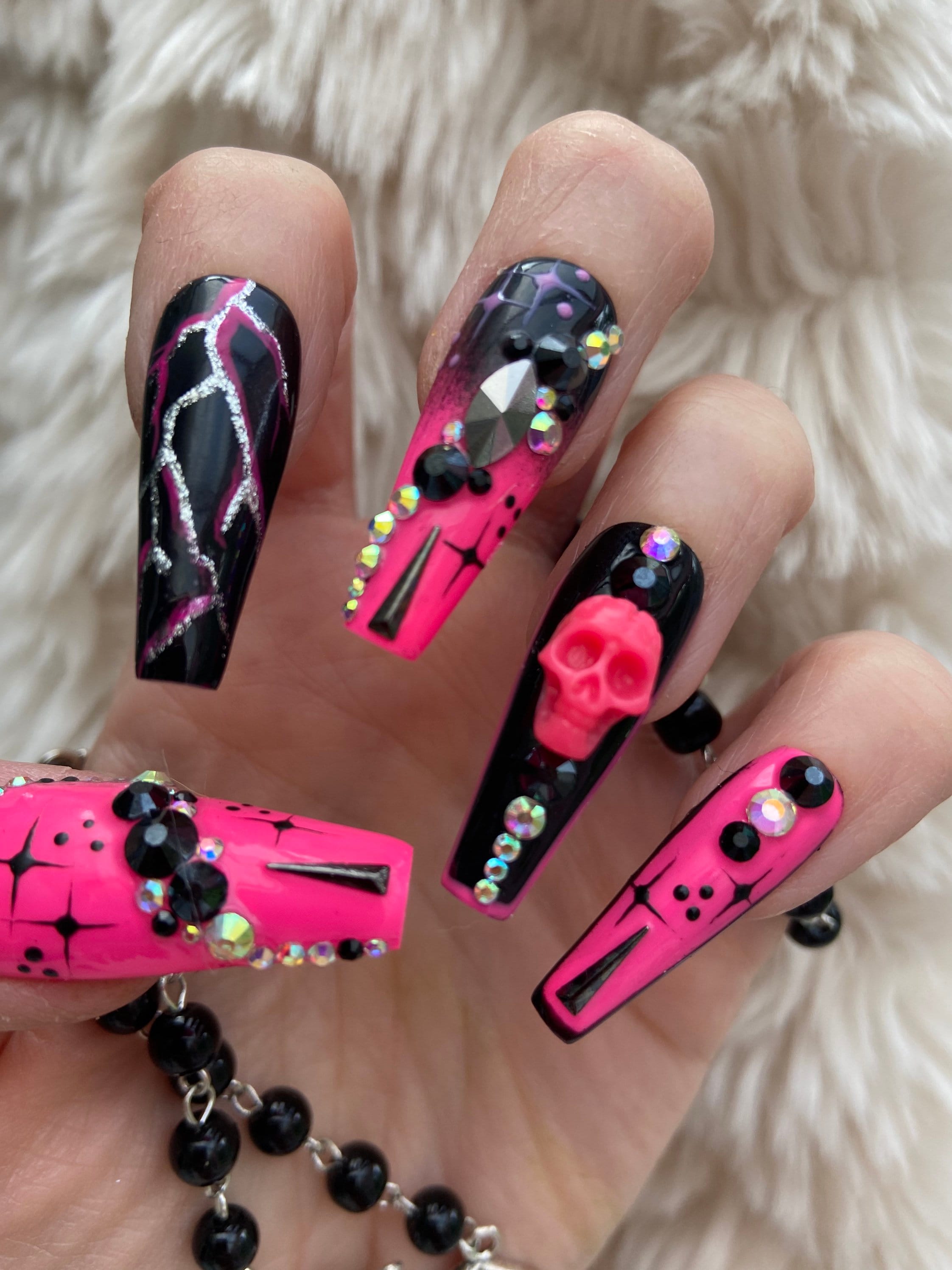 Girly Skull Nail Designs