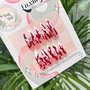 Blood Splattered French Manicure Press on Nails | Gothic Press on Nails ...