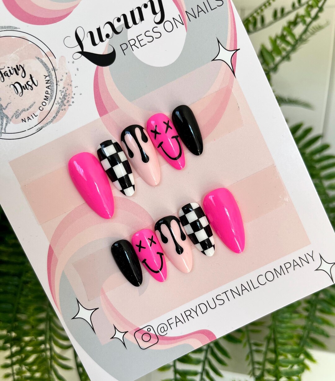 Random Smiley Face Art Press on Nails | Stick on Nails | Glue on Nails ...