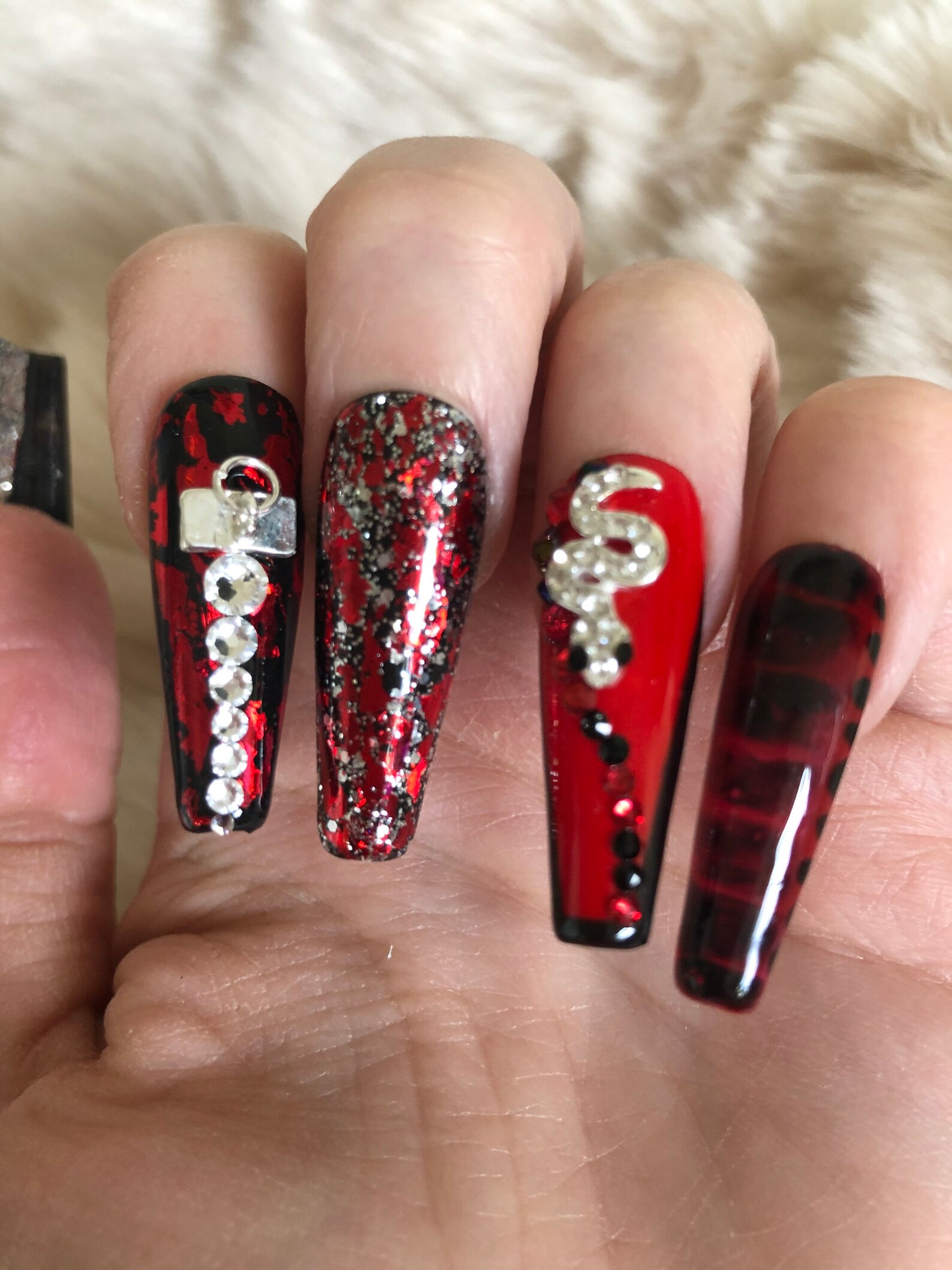 Gothic Red Snake Press on Nails Glue on Nails False Nails | Etsy