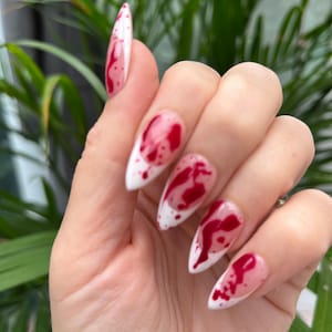 Blood Splattered French Manicure Press on Nails | Gothic Press on Nails ...