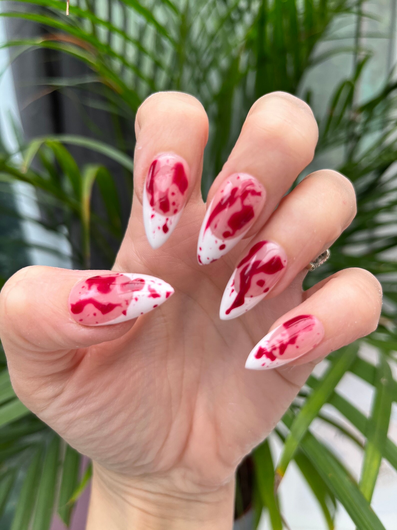 Blood Splattered French Manicure Press on Nails | Gothic Press on Nails ...