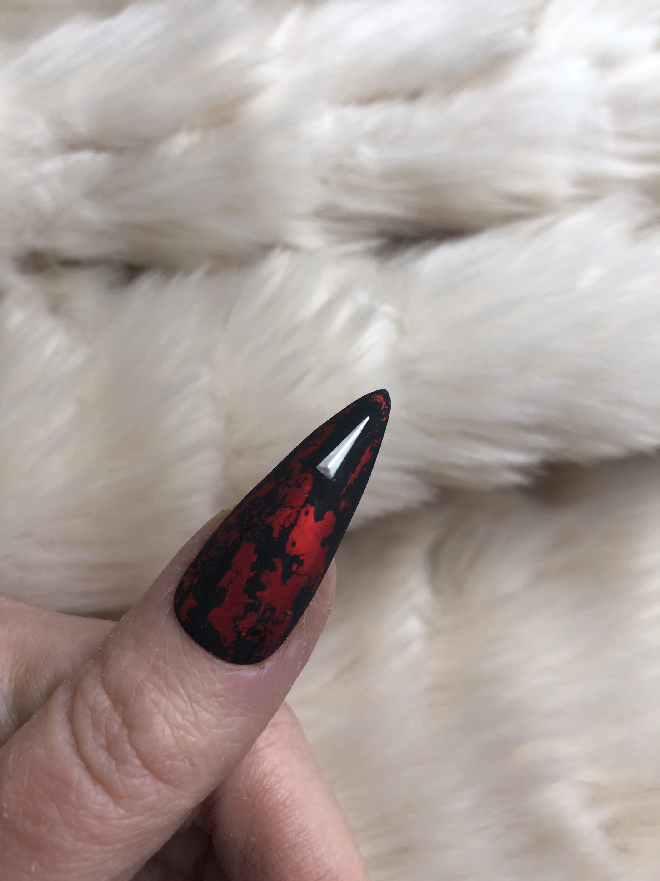 Matte Black and Red Gothic Press on Nails | Gothic Nails | Stick on ...