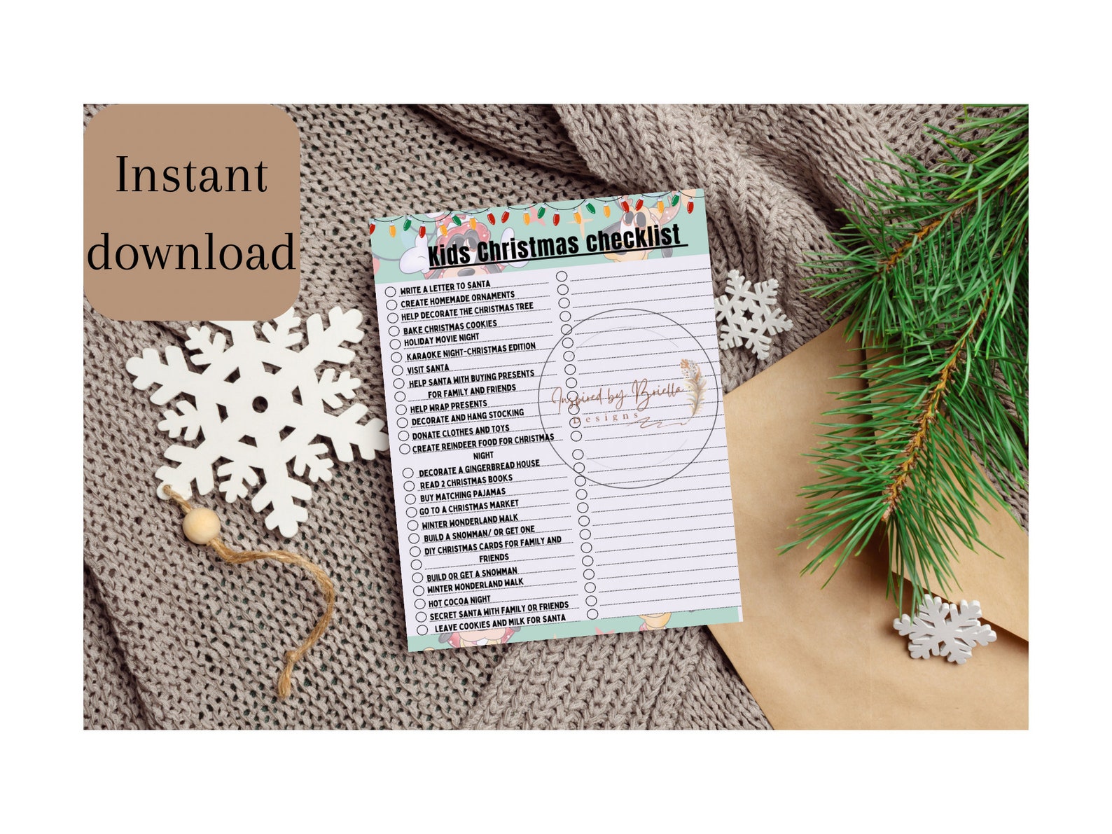 Printable Christmas Checklist for Kids Holiday Bucket List - Etsy