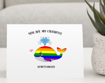 Rainbow Whale Card - Etsy