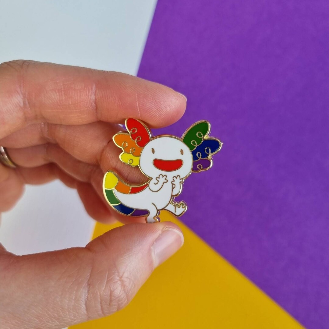 Rainbow Axolotl Enamel Pin Lgbt Pins Queer Badges Gay Etsy