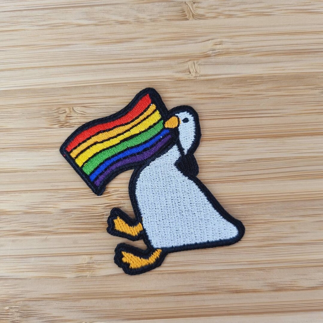 Pride Goose Duck With Rainbow Flag Iron on Patch, Gay Pride Patches ...