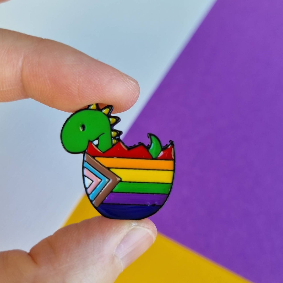 Rainbow Dinosaur Egg Enamel Pin, Inclusive LGBTQ Flag Colors | Gifts ...