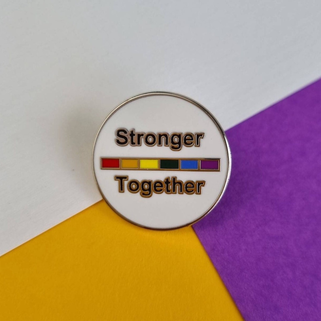Stronger Together Rainbow Bar LGBT Ally Pin LGBTQ Badges, Gay Ally ...