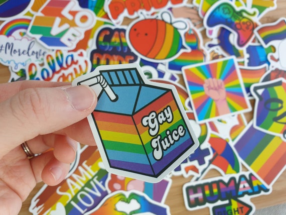 Stickers, Labels & Tags 3 in 1 Queer Printed Rainbow Colourful LGBTQI ...