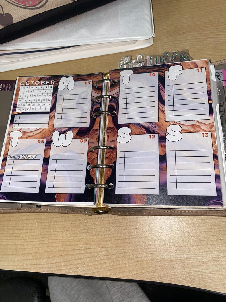 October 2024 Weekly Planner Week on Two Pages Fun Colorful Calendar A6 ...