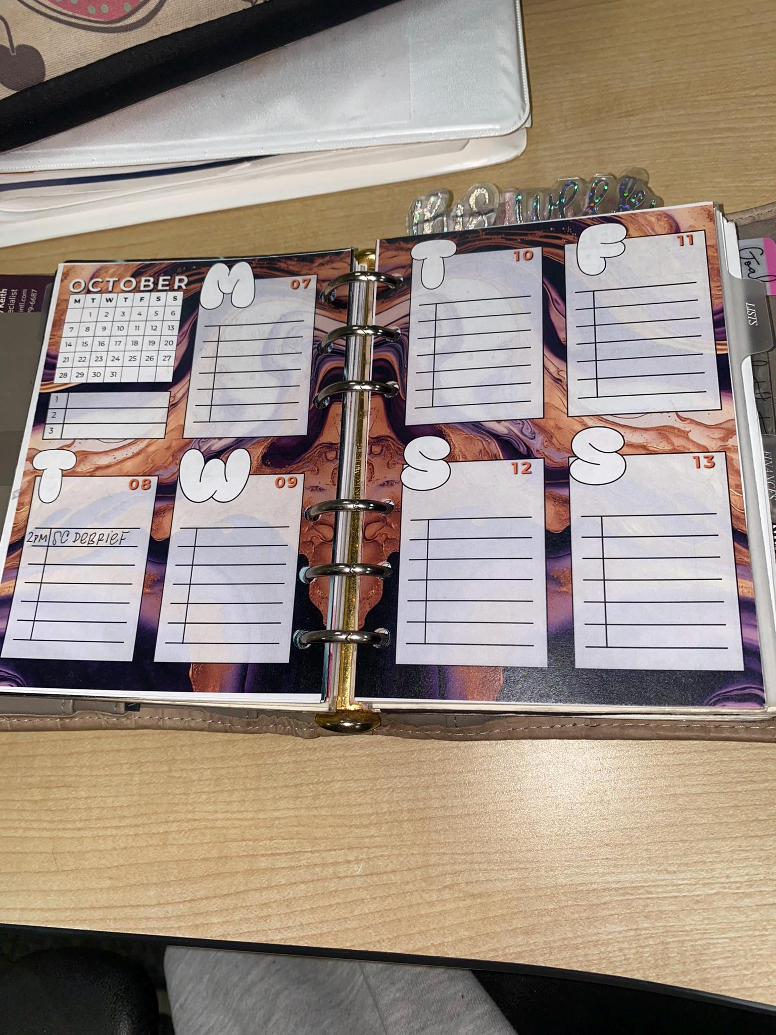 October 2024 Weekly Planner Week on Two Pages Fun Colorful Calendar A6 ...