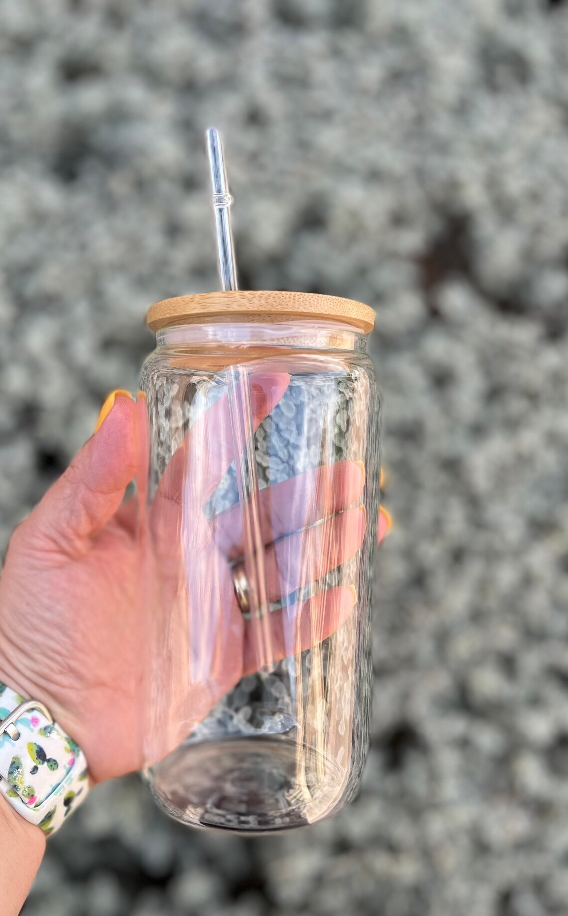 Glass Can Cup Bundle of 4 Cups With Bamboo Lids and Clear - Etsy
