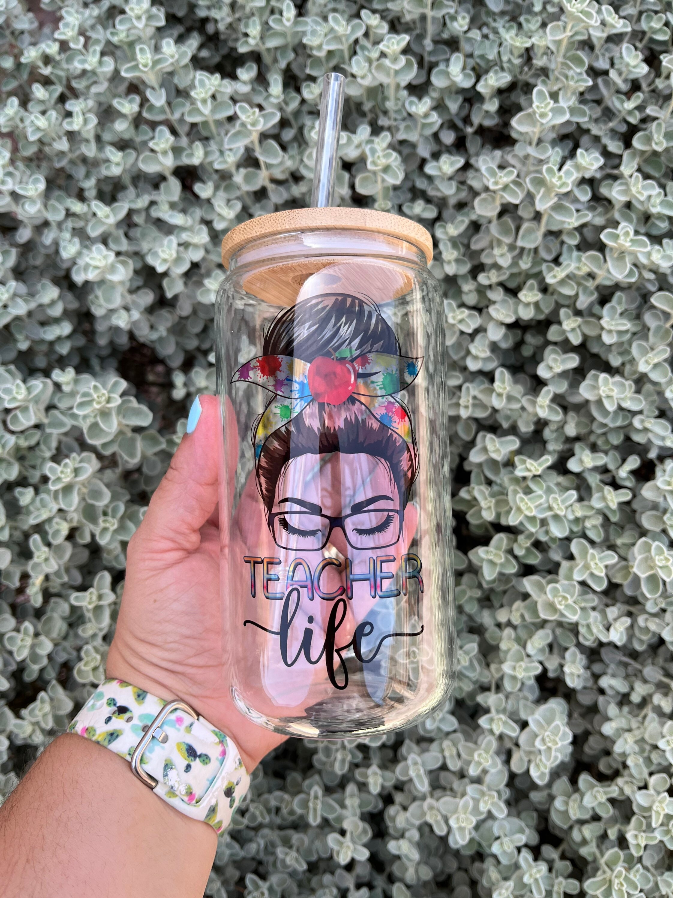 Glass Can Cup Bundle of 4 Cups With Bamboo Lids and Clear - Etsy