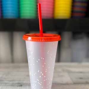 Rainbow Confetti Color Changing Reusable Cups 24 Oz Set of 5 Cups - Etsy