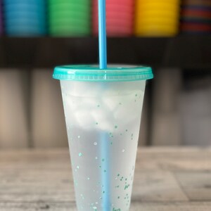 Rainbow Confetti Color Changing Reusable Cups 24 Oz Set of 5 Cups - Etsy