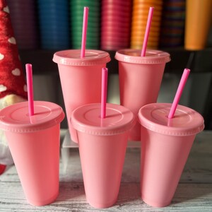 Pink Reusable Cup 24 Oz Set of 5 - Etsy
