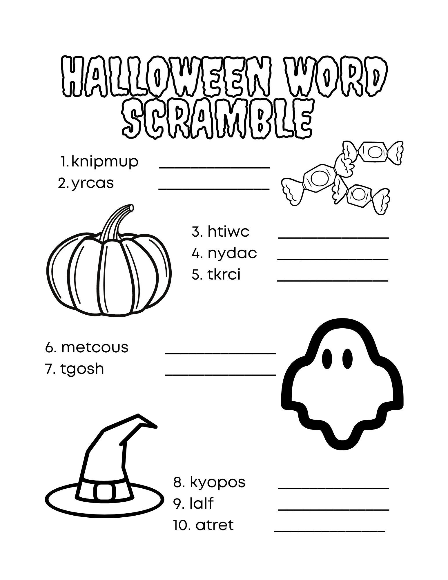 Halloween Word Scramble