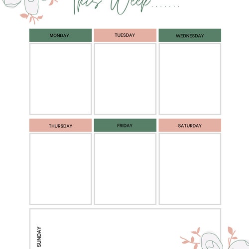 INSTANT DOWNLOAD Weekly Calendar to Do List Calendar Simple - Etsy