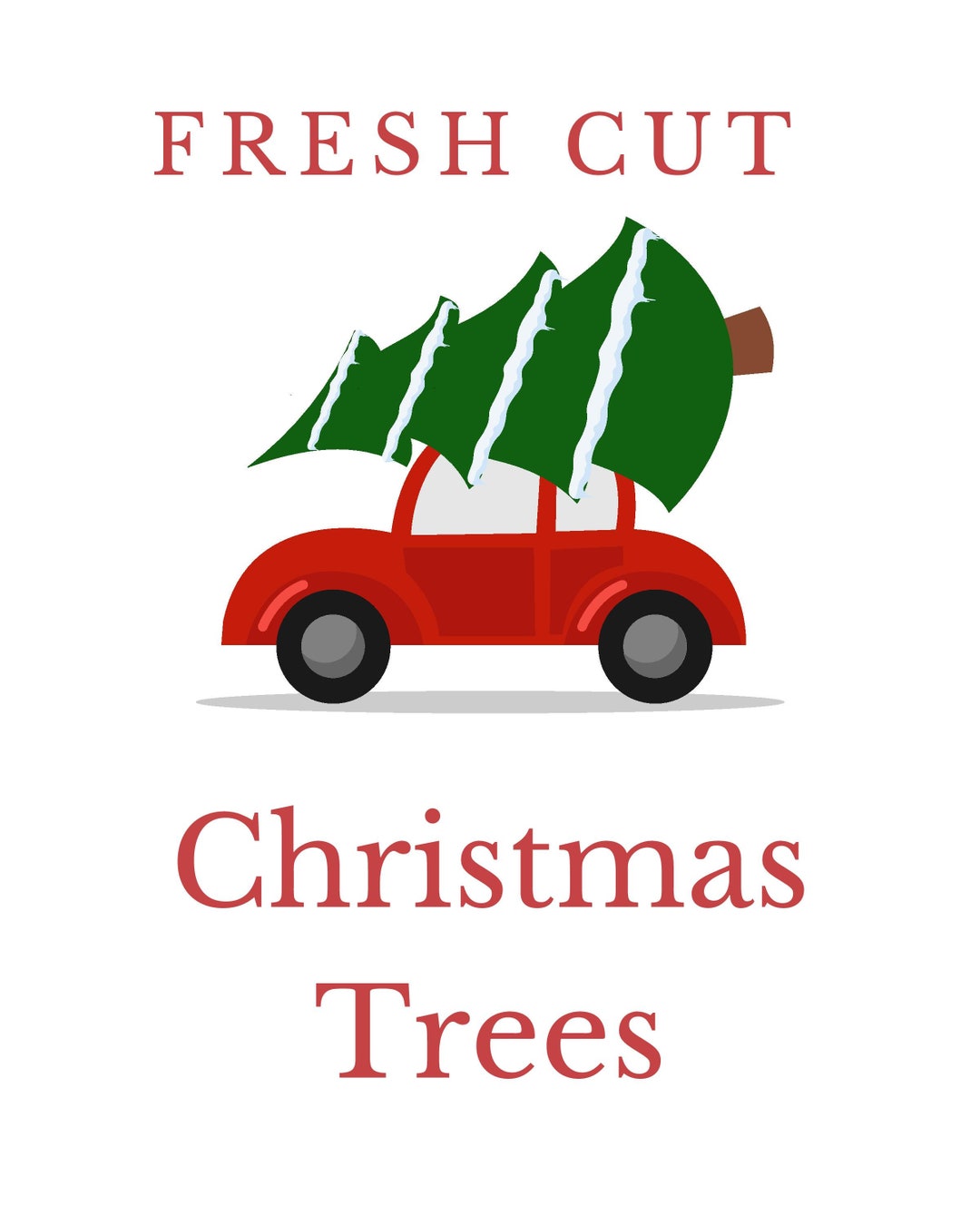 INSTANT DOWNLOAD - Christmas Decor Printable - Fresh Cut Trees, Red Car ...