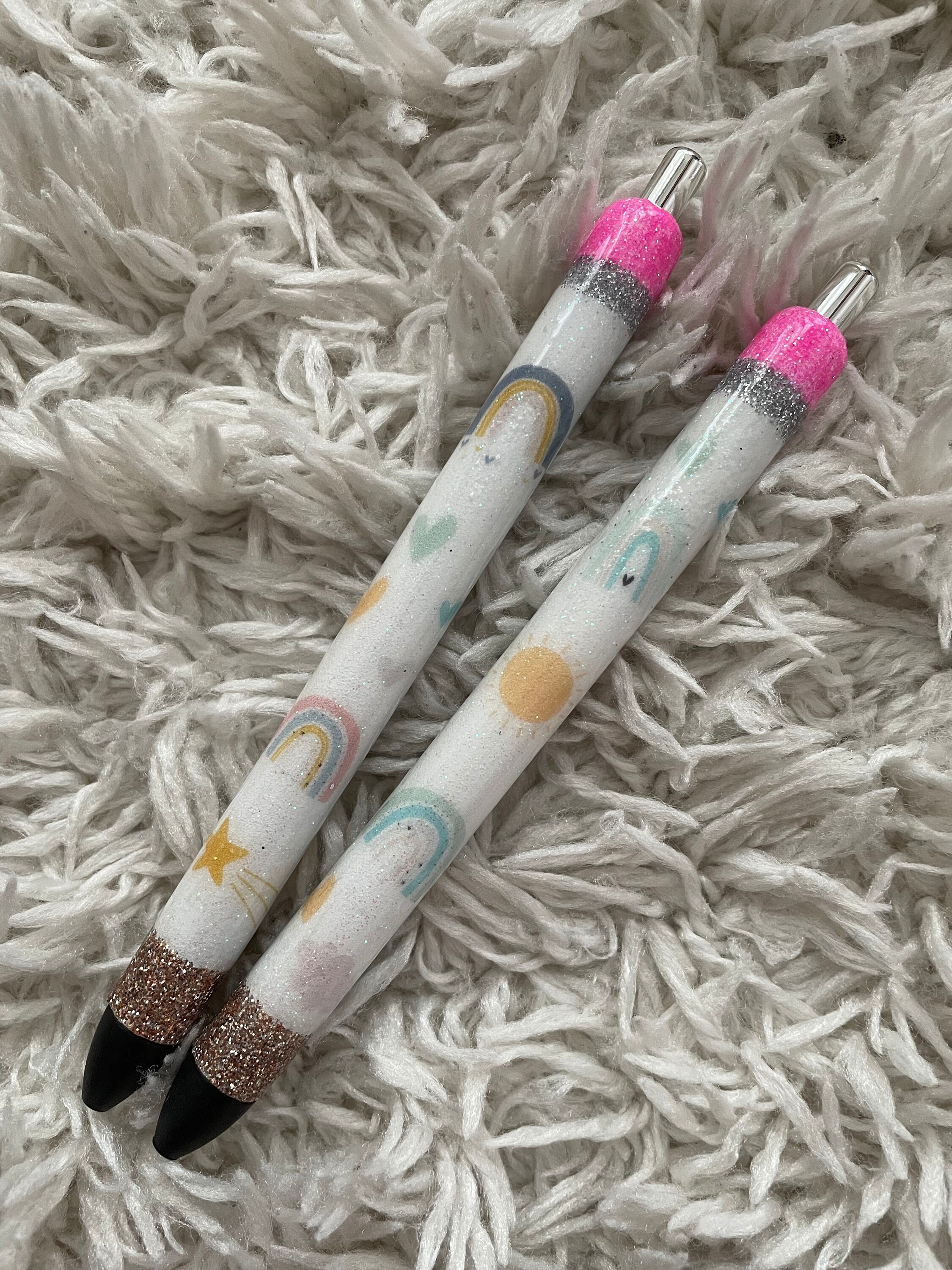 Boho Teacher Pen Pencil Pen Boho Rainbow Pen Epoxy Glitter - Etsy