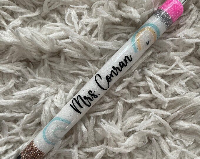 Boho Teacher Pen Pencil Pen Boho Rainbow Pen Epoxy Glitter Pen - Etsy