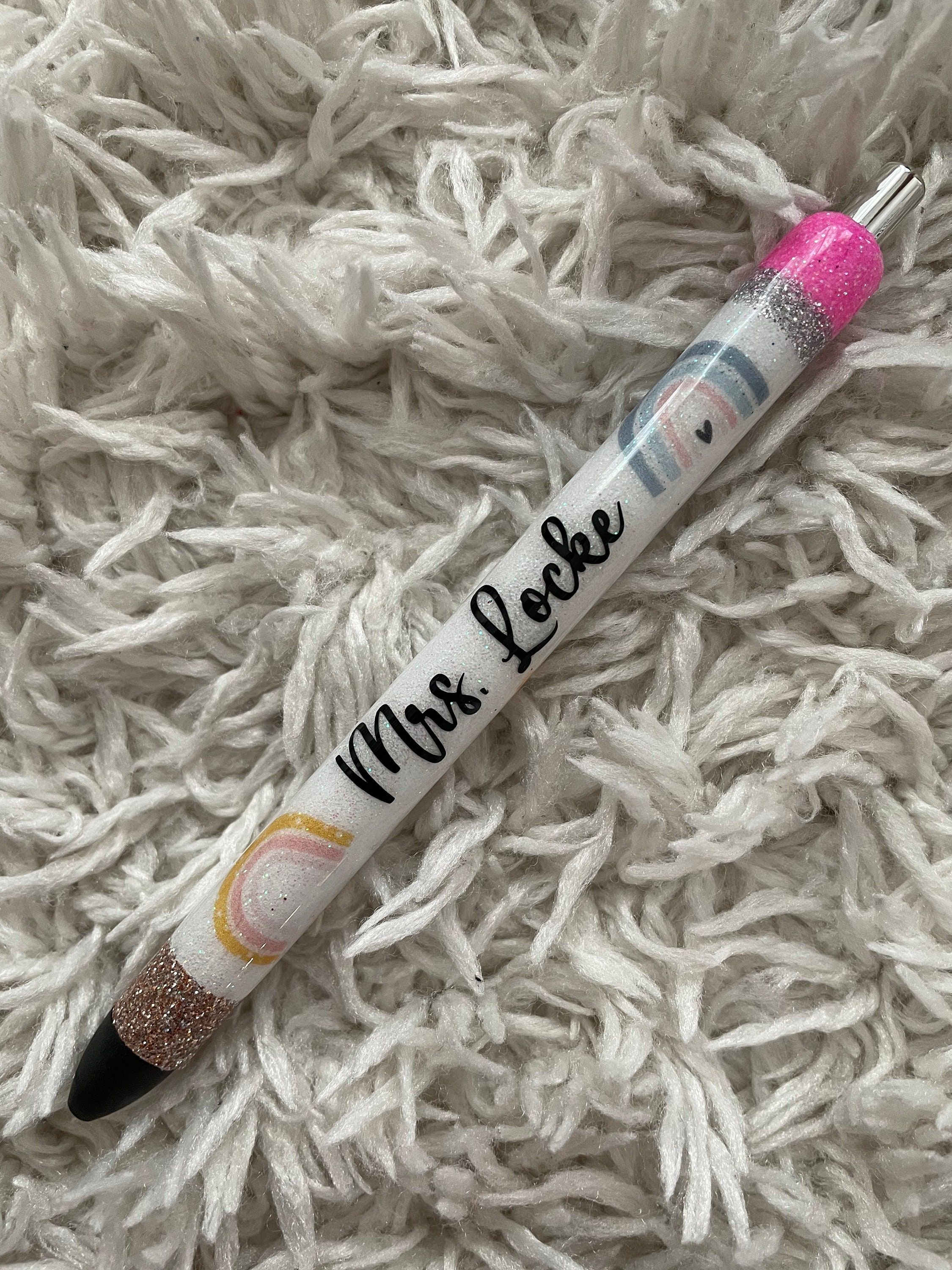 Boho Teacher Pen Pencil Pen Boho Rainbow Pen Epoxy Glitter - Etsy