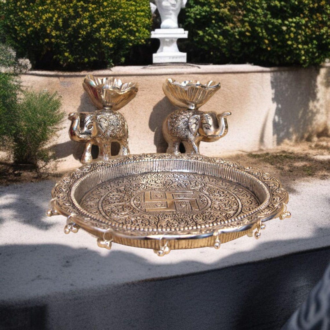 German Silver Elephant Bowl With Thali, 2pcs Elephant Bowl, 1pc Thali ...