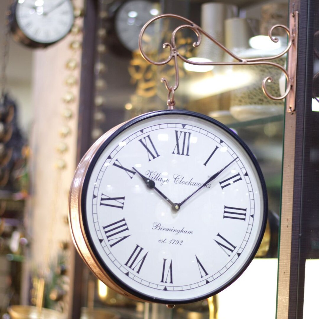Double Side Clock, Wall Clock, Brass & Metal Wall Clock, Wall Hanging ...