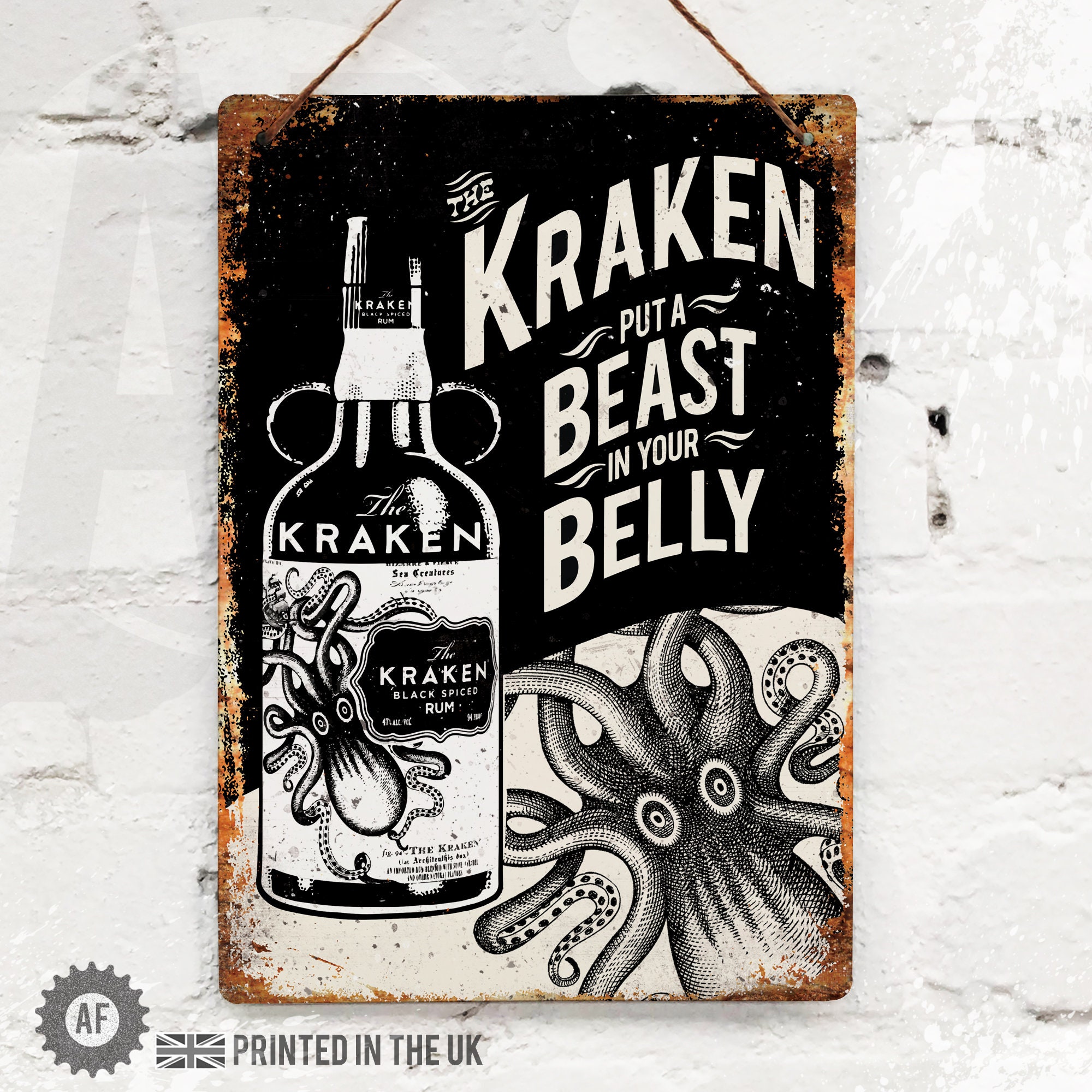 Portrait Kraken Rum Metal Sign Lager Beer Pub Perfect for Shed | Etsy