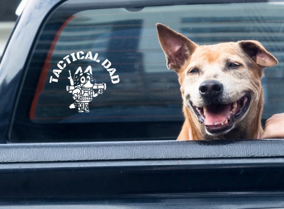 BLUEY CAR DECAL | Tactical Dad | Bandit Heeler | Bluey Dad | Gifts for ...