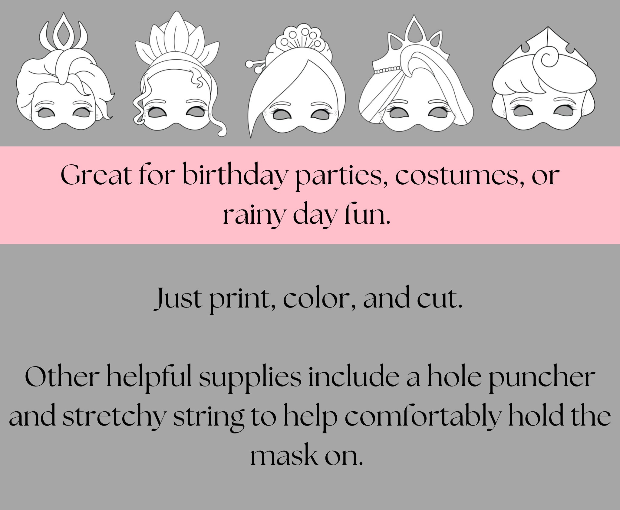 Printable Princess Masks | DIY Princess Mask | Princess Costume ...