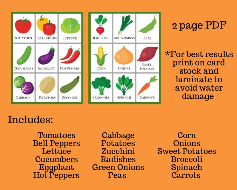 Printable Vegetable Garden Markers | Plant Labels (PDF) - Etsy
