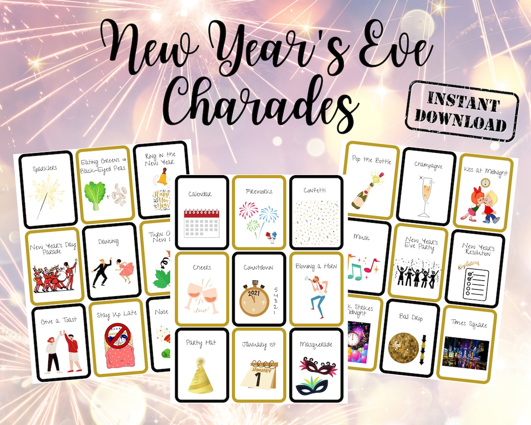 Printable New Year's Eve Charades | Charades | Family Charades | New ...