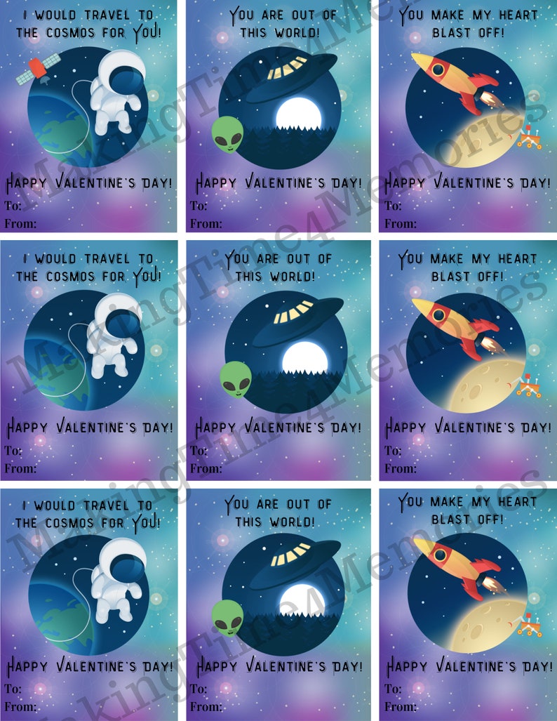 Outer Space Classroom Valentines - Etsy