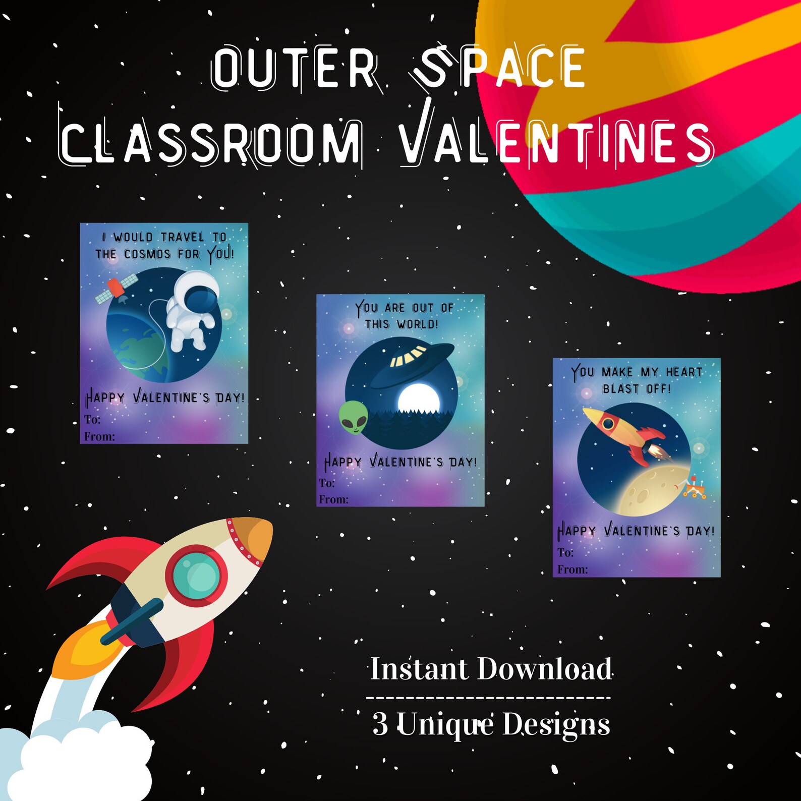 Outer Space Classroom Valentines - Etsy