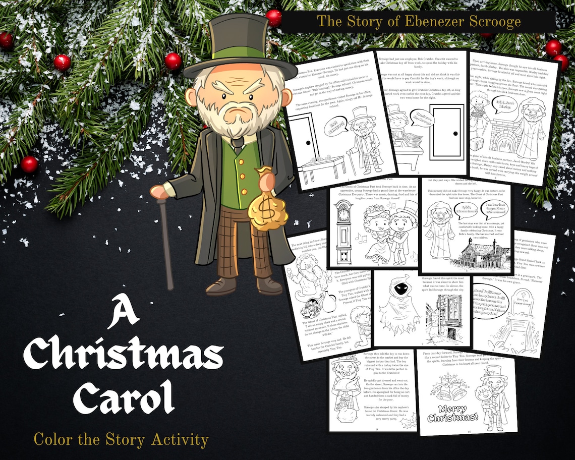 A Christmas Carol - Printable Color the Story Activity | Christmas ...