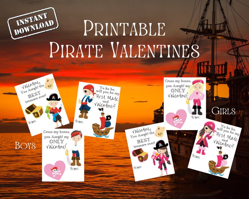 Printable Valentine's Day Cards | Pirates | Pirate Boys | Pirate Girls ...