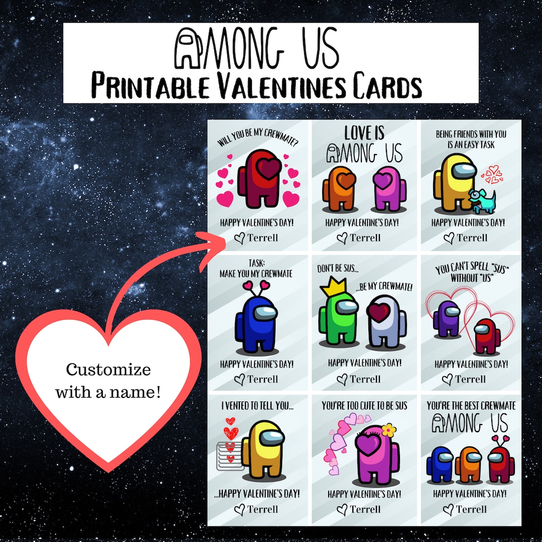 Printable Valentine's Day Cards | Among Us | Astronauts | PDF | Digital ...