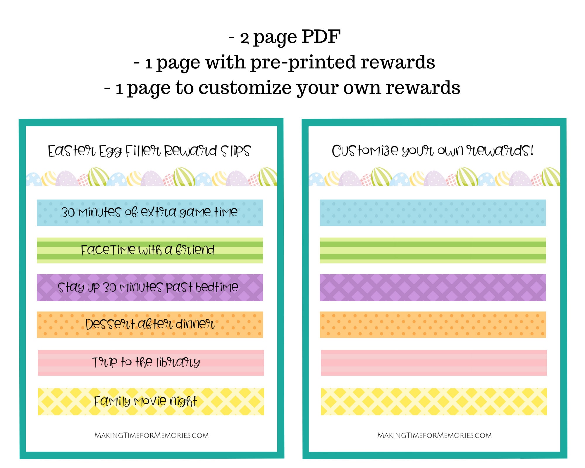 Printable Easter Egg Fillers | Easter Egg Reward Slips | Easter Egg ...