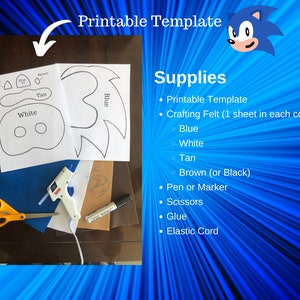 Printable Sonic Mask Template | DIY Sonic Mask | Blue Hedgehog Mask ...